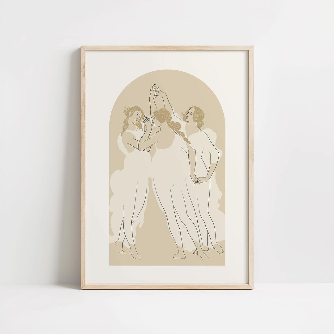 Three Graces Print, Greek Mythology Print, Goddesses of Charm, Digital ...