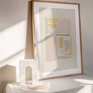 Pastel Decor, Neutral Abstract Art Printable Poster, Geometric Figures ...