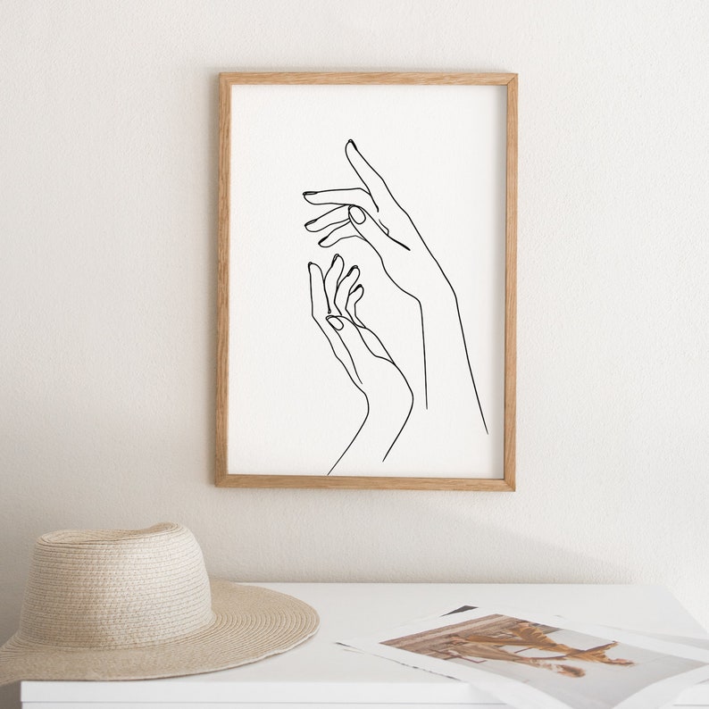 Female Hands Line Drawing Printable Line Art Hands Drawing | Etsy