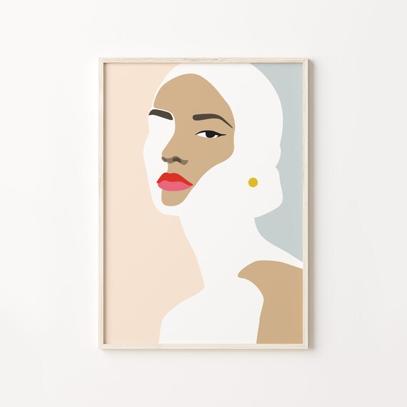 Abstract Face PRINTABLE Female Portrait Illustration Minimal | Etsy