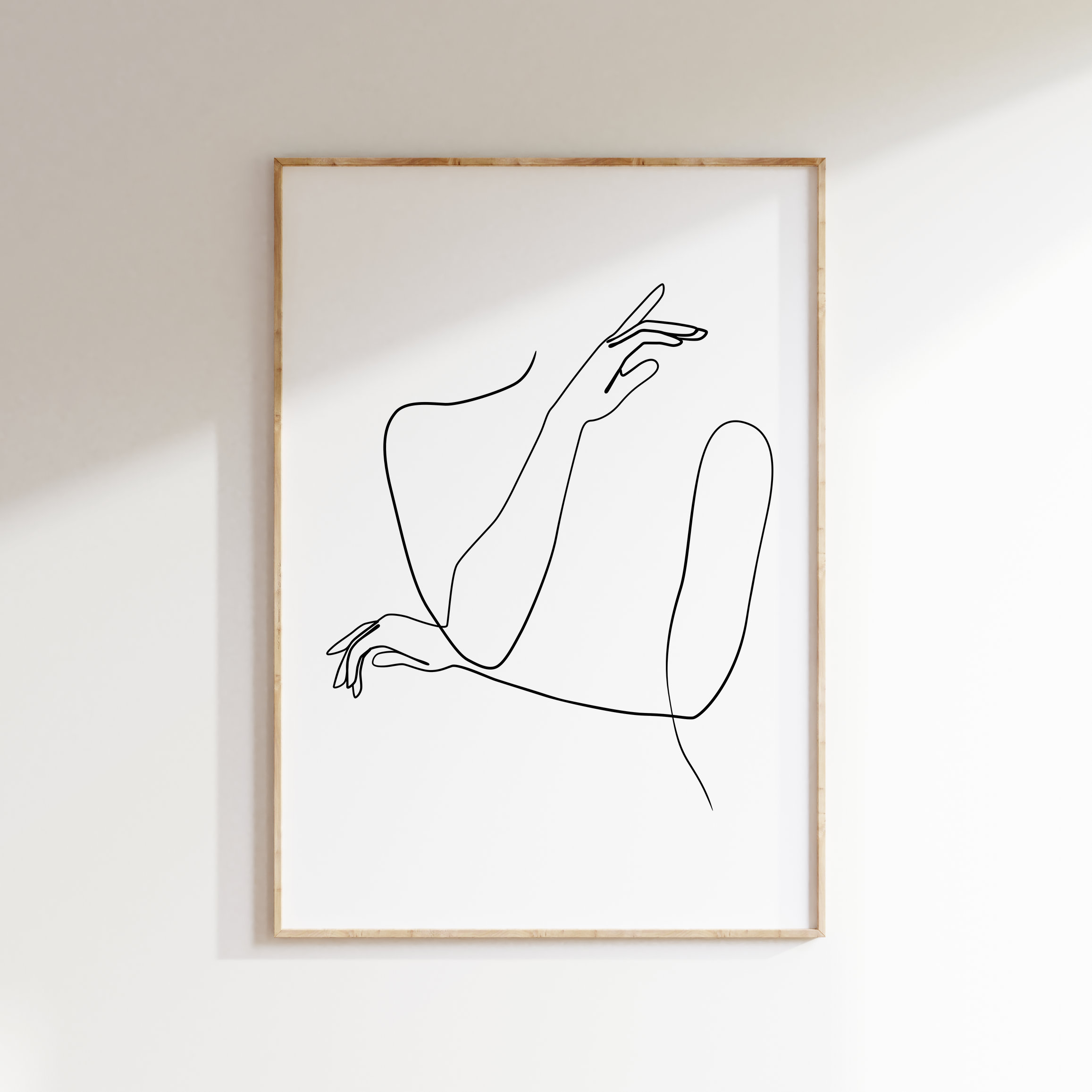 Simple Line Art Woman Drawing with Abstract Paint Strokes Modern Burnt ...