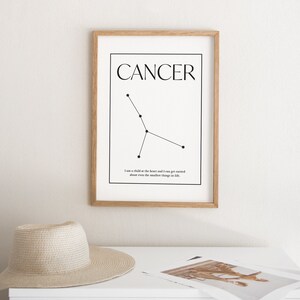 Cancer Constellation Printable Wall Art, Zodiac Print, Cancer Poster ...