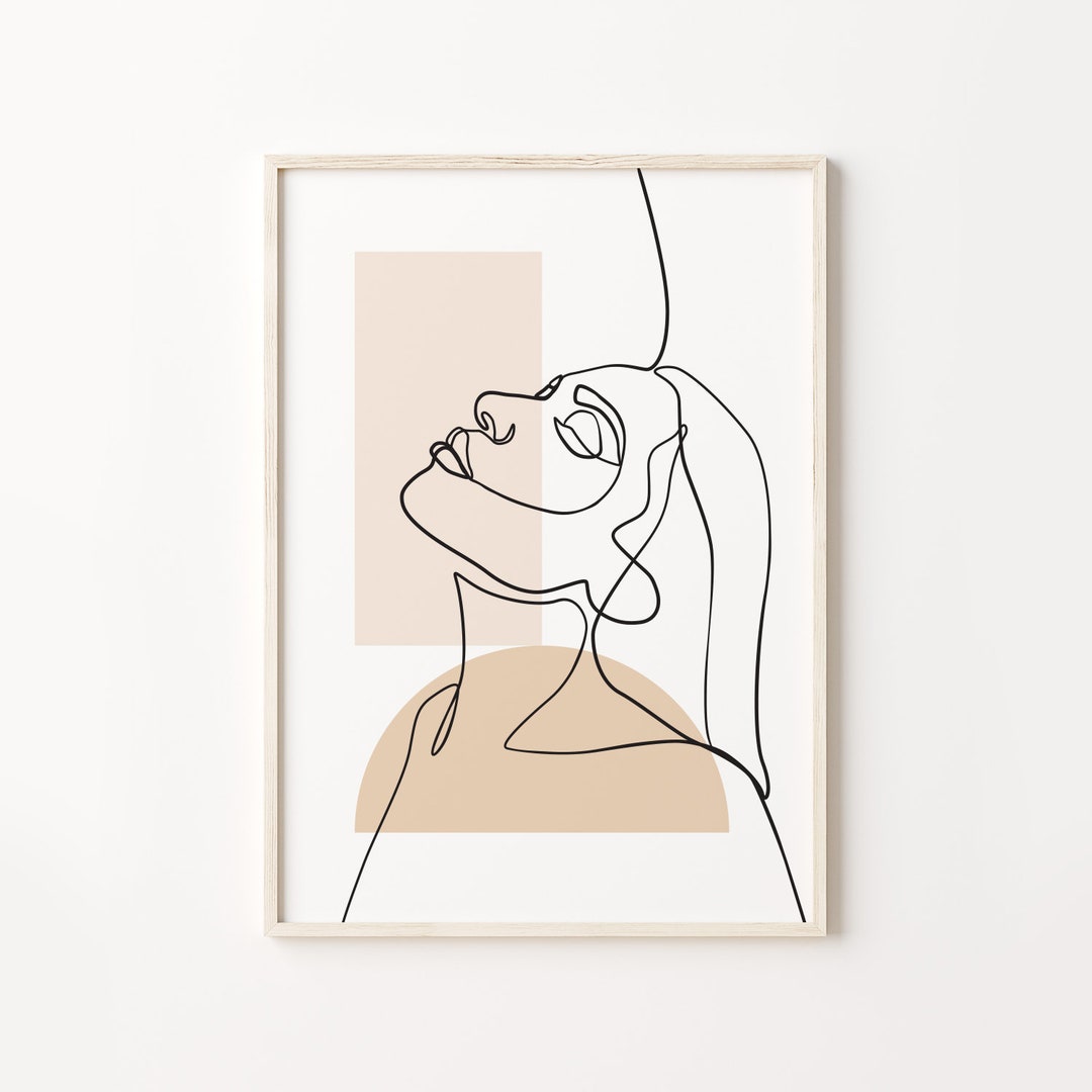 Printable Wall Art, Girl Face Art, Portrait Drawing, Single Line Art ...
