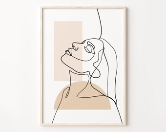 Girl Face Line Art | Etsy