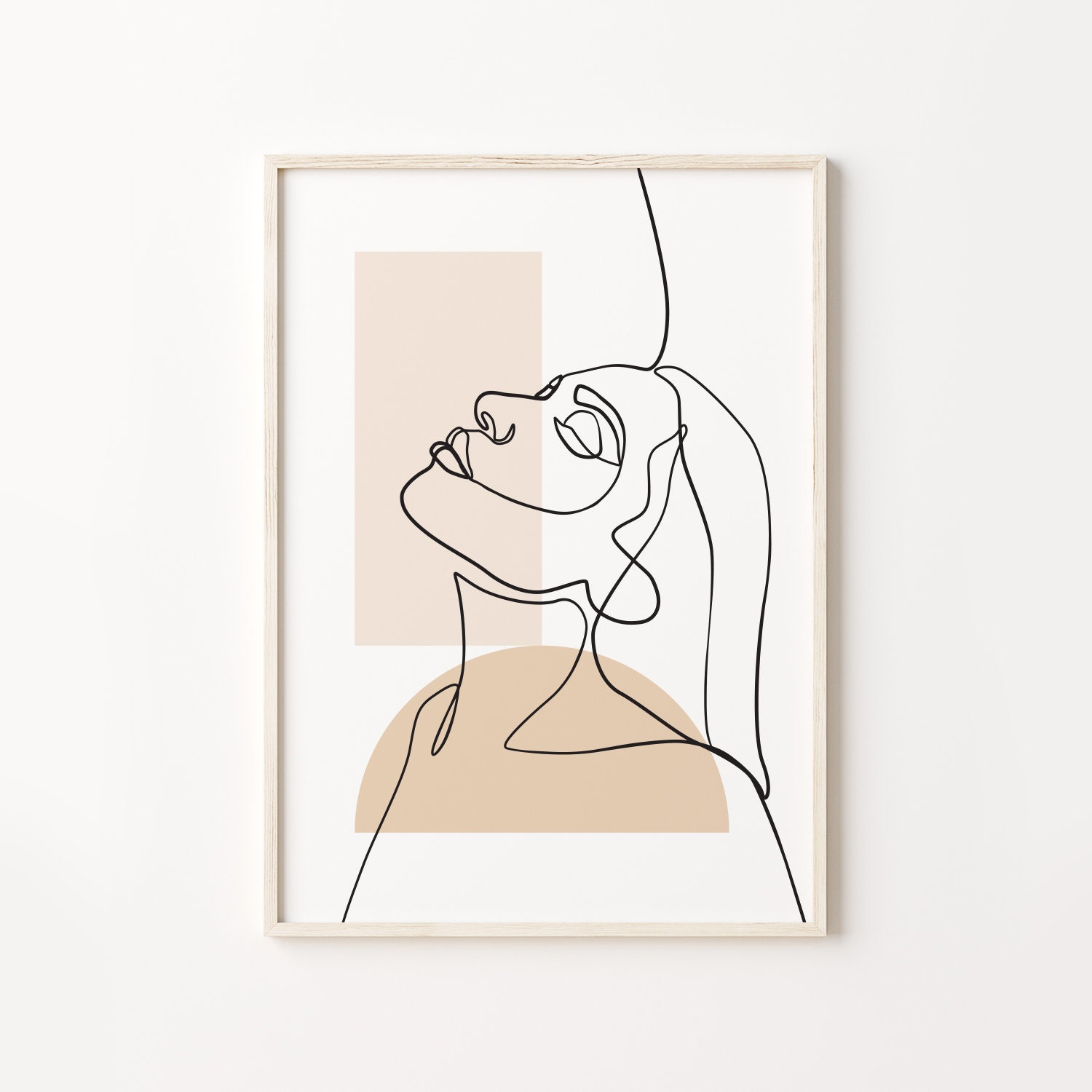 Single Line Female Face Drawing One Line Face Wall Art Neutral Art