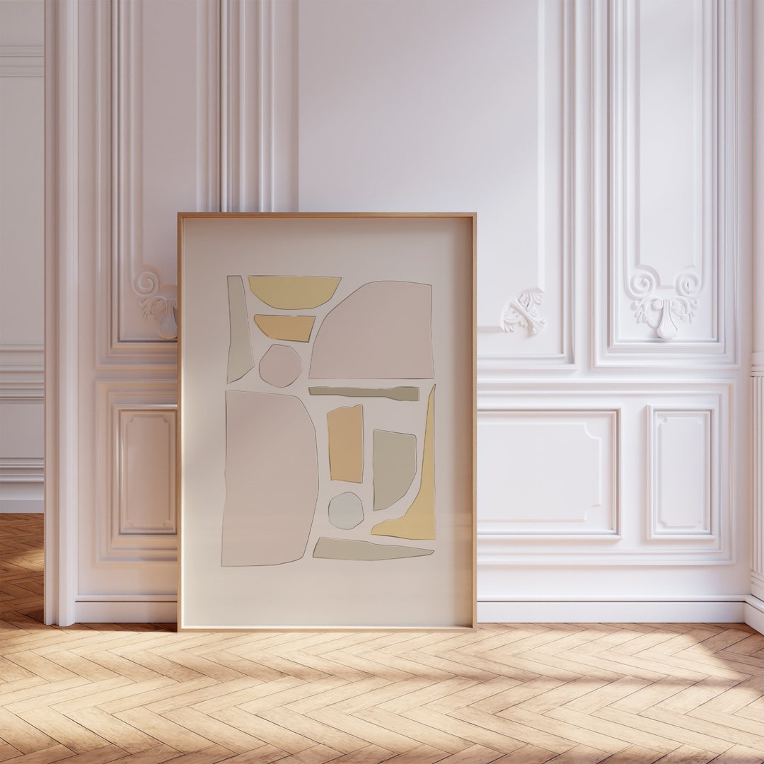 Pastel Decor, Neutral Abstract Art Printable Poster, Geometric Figures ...