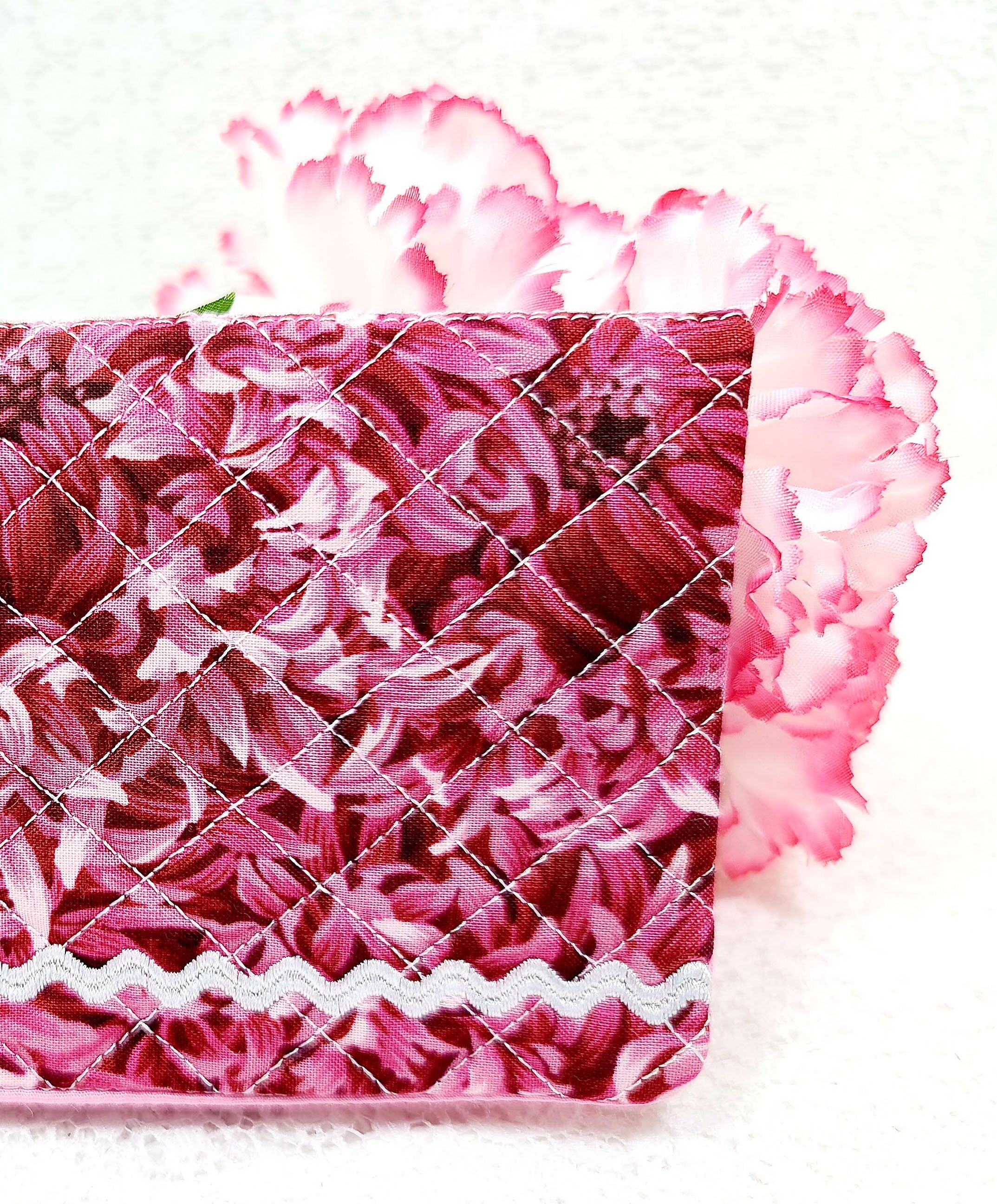 Quilted Checkbook Cover Pink Checkbook Cover Fabric - Etsy