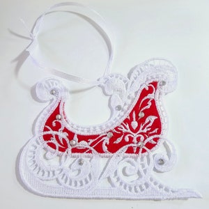 Lace Sleigh Ornament: Red Felt Christmas Tree Decoration - Etsy