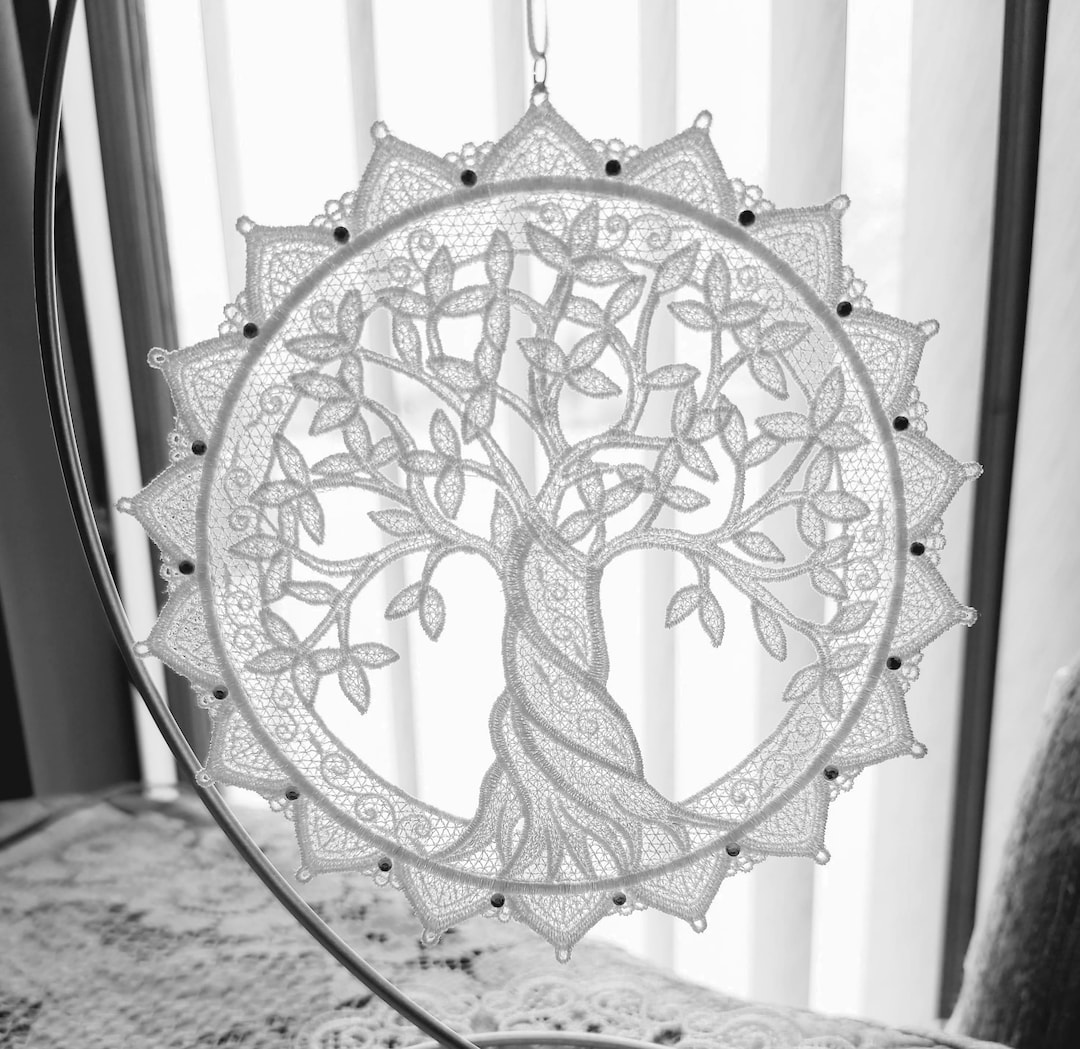 White Tree of Life Lace Suncatcher: Embroidered Ornament (7 1/2 Inch - Etsy