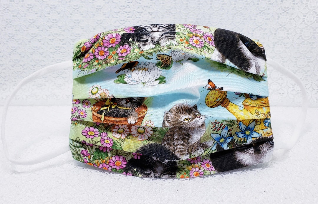 Adult Face Mask, 4 Layer Face Mask, Cat Print Face Mask, Cotton Face ...