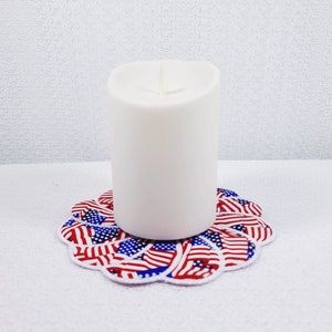 Patriotic Mug Rug, Embroidered Flag Snack Mat, Beverage Mat, Mini Quilt ...