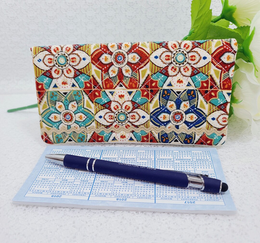 Floral Checkbook Cover, Embroidered Checkbook Holder, Checkbook Record ...