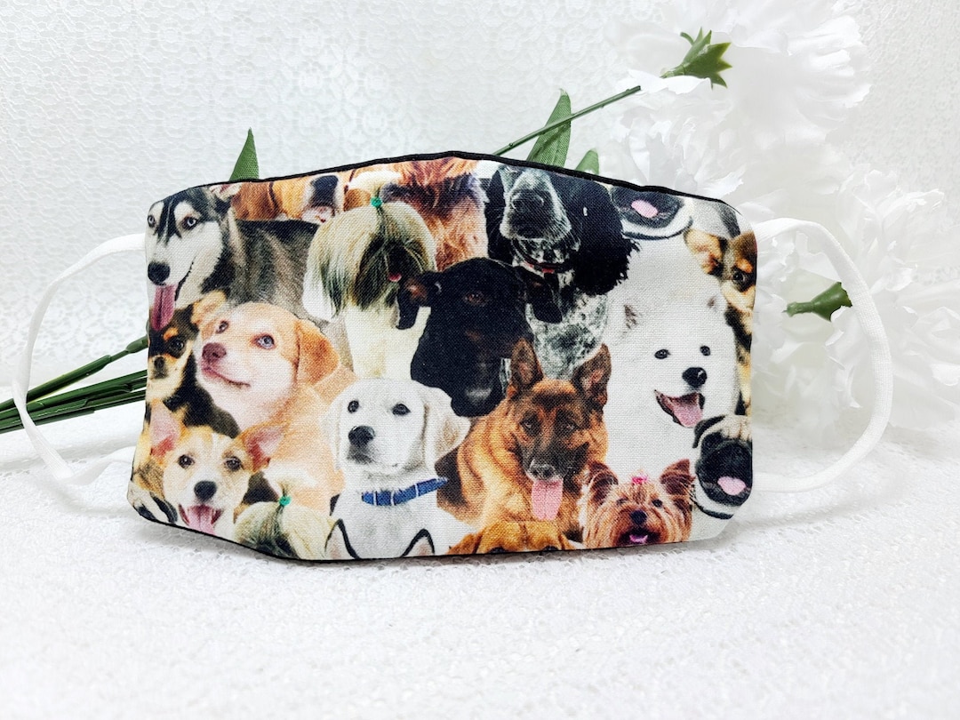 Dog Print Cotton Face Mask: Washable, Reusable Adult Face Covering - Etsy