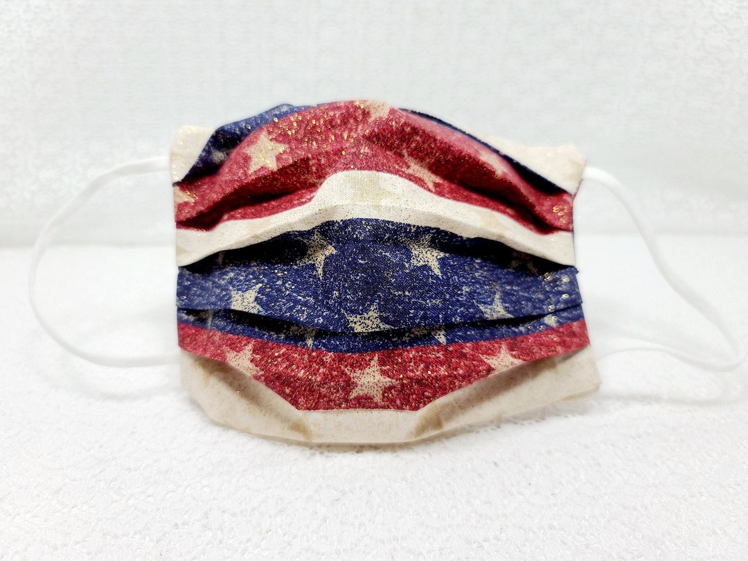 Adult Face Mask, 4 Layer Face Mask, Patriotic Print Face Mask, Cotton ...