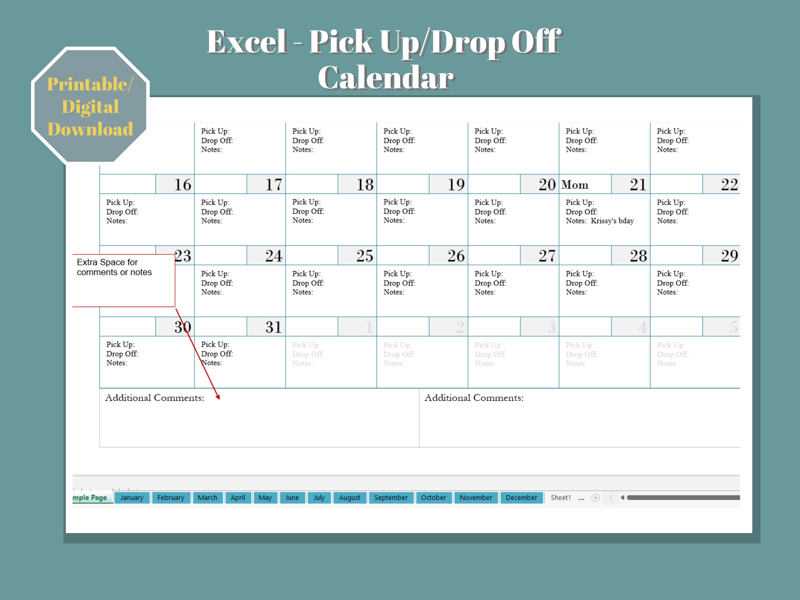 2025 Parental Calendar Pick up Drop off Calendar |co Parenting Divorce |separated |printable ...