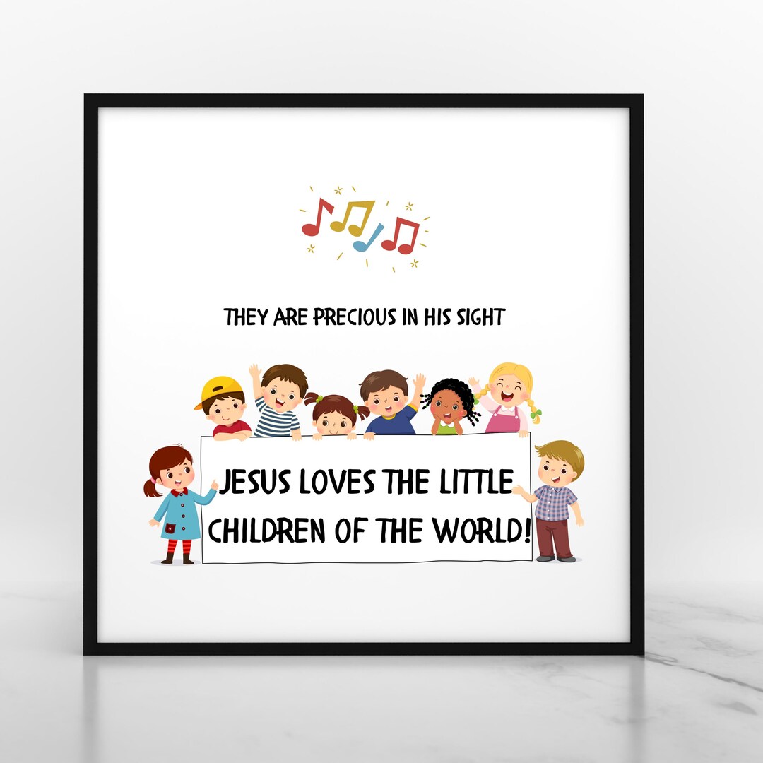 Jesus Loves the Little Children Digital Wall Art | Nursery Print |PNG ...