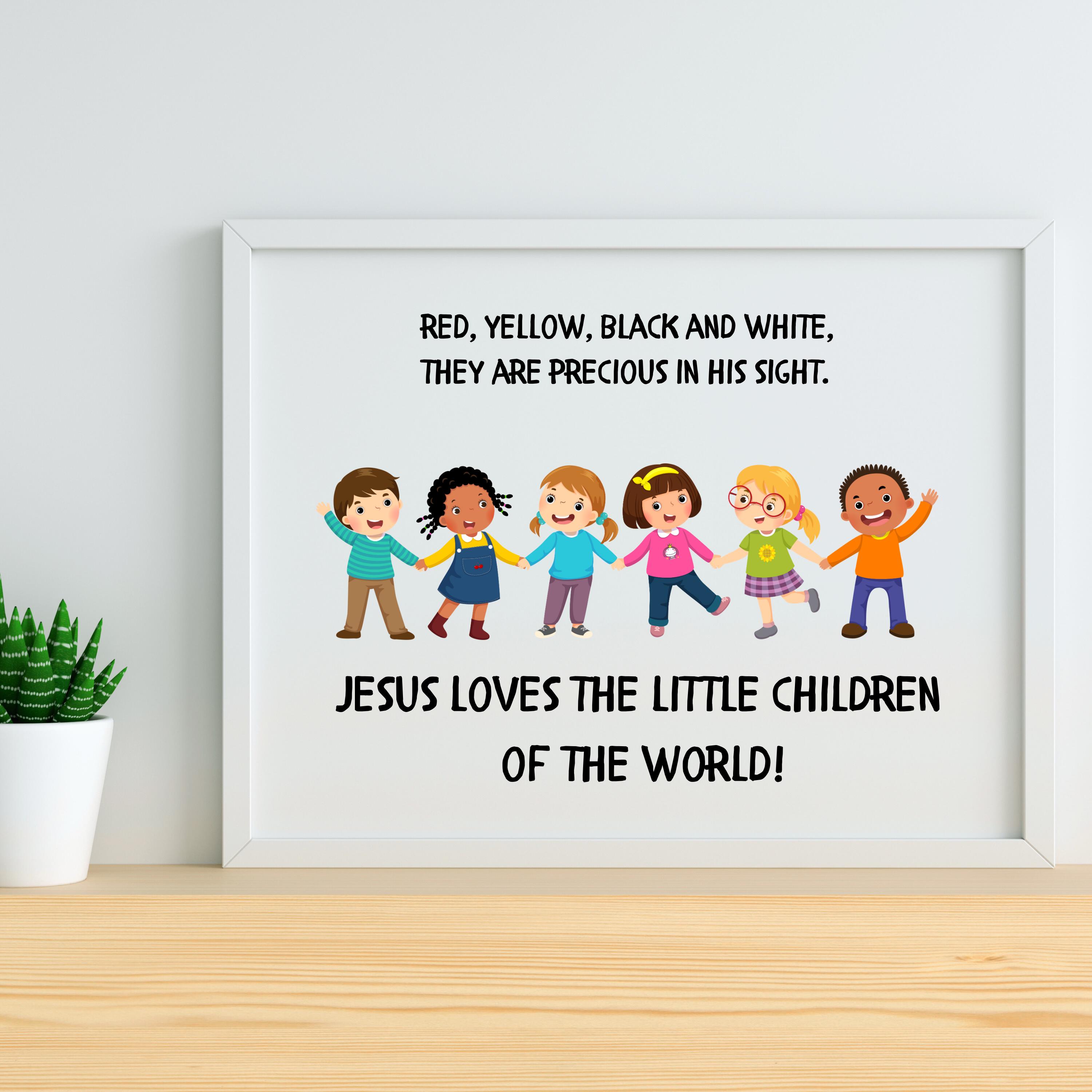 Jesus Loves the Little Children Digital Wall Art | Nursery Print |PNG ...