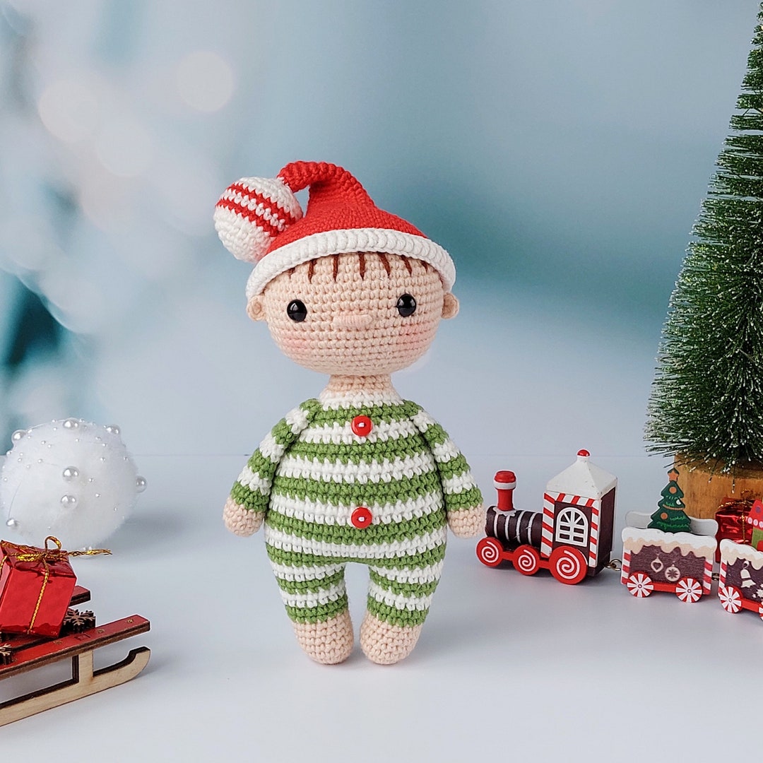 Crocheted Christmas Baby Pattern, Amigurumi Baby Doll, Christmas Doll ...