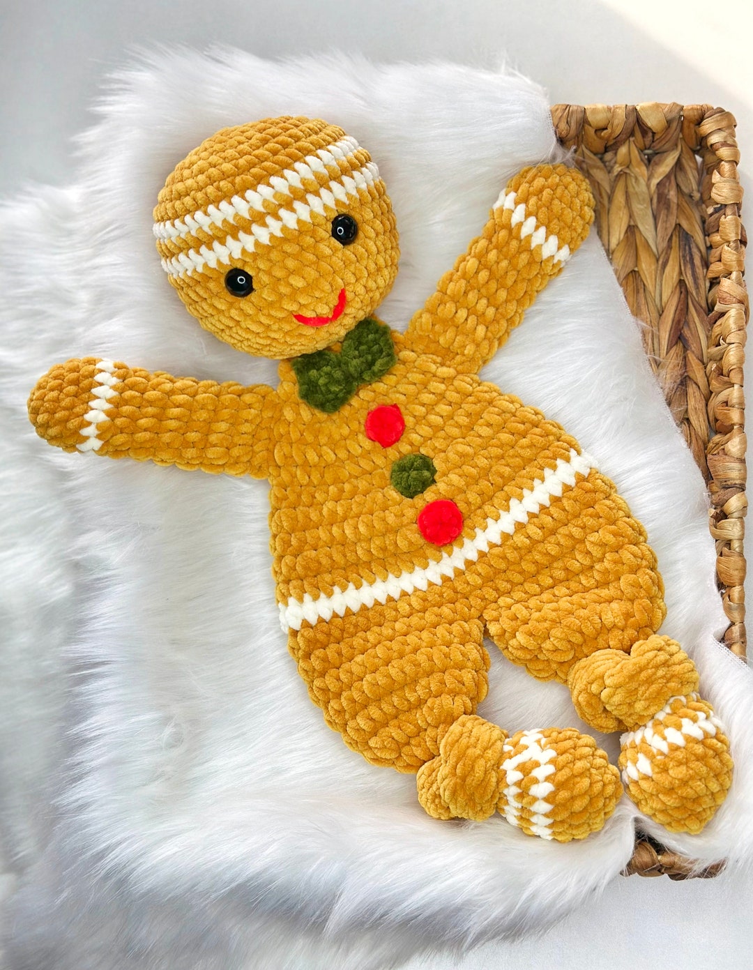 Gingerbread Man Crochet Pattern, Knotted Lovey Pattern, Christmas ...