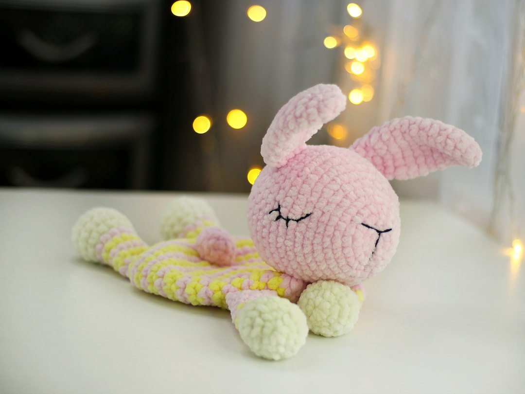Bunny Lovey Crochet Pattern, Rabbit Security Blanket, Plush Comforter ...