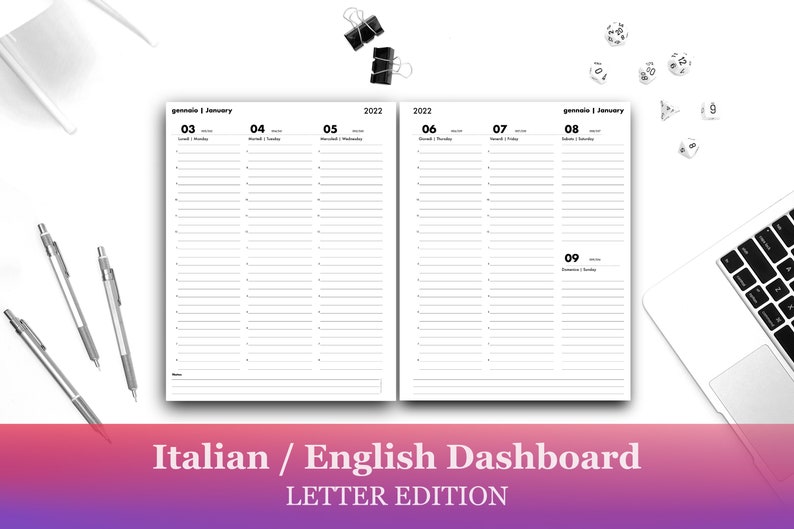 2023 Italian and English Dashboard Planner Printable Letter - Etsy