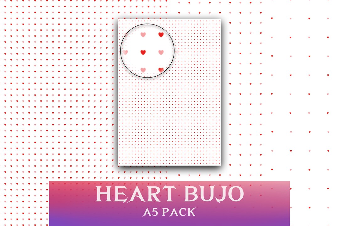 Heart Bullet Journal Insert Printable, A5, BUJO, 3 Spacing Options ...
