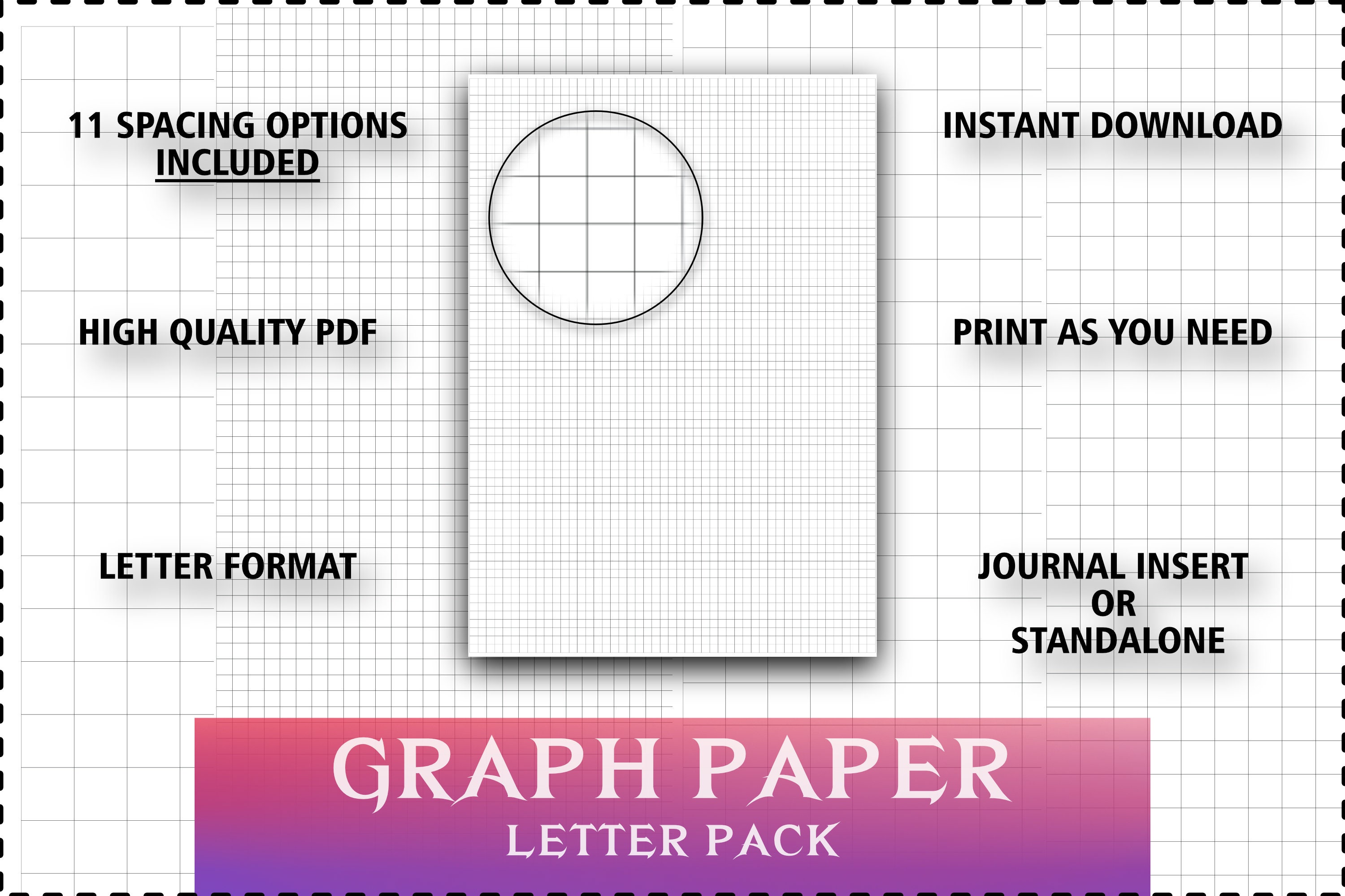 Graph Paper Printable Pack, Letter, Coordinate Paper, Engineer Paper ...