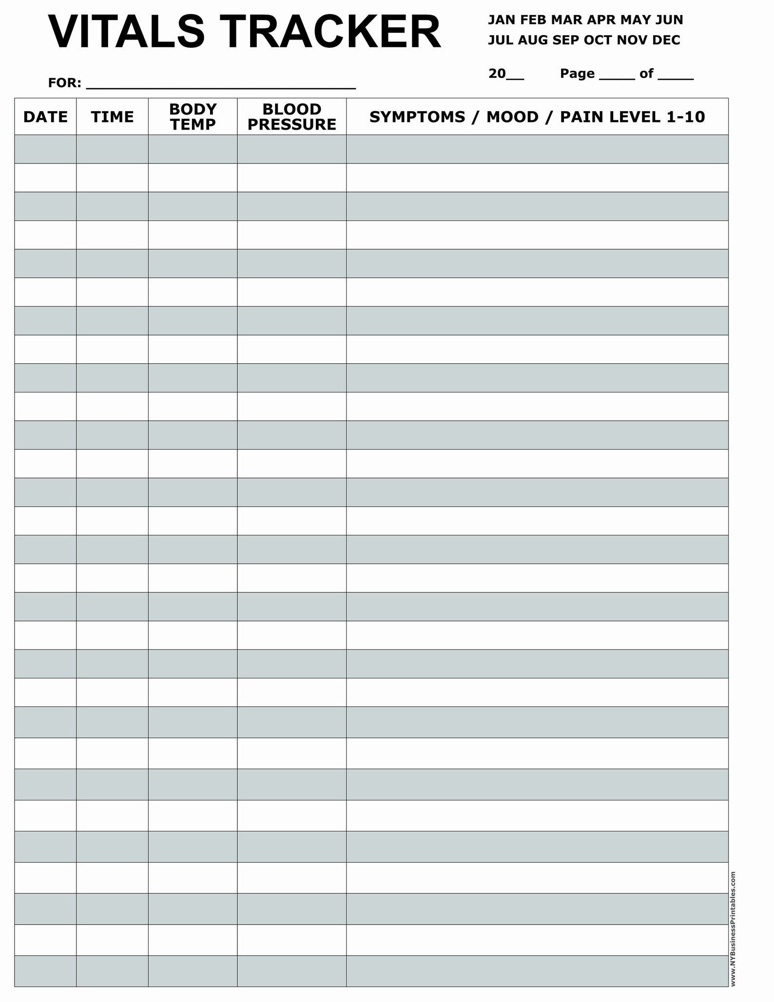 Vitals Tracker Printable, Letter, Health Report, Track Your Loved Ones ...
