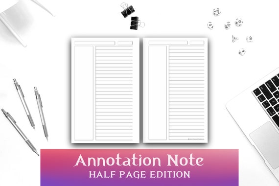 Annotation Note Printable Half Letter College Ruled - Etsy