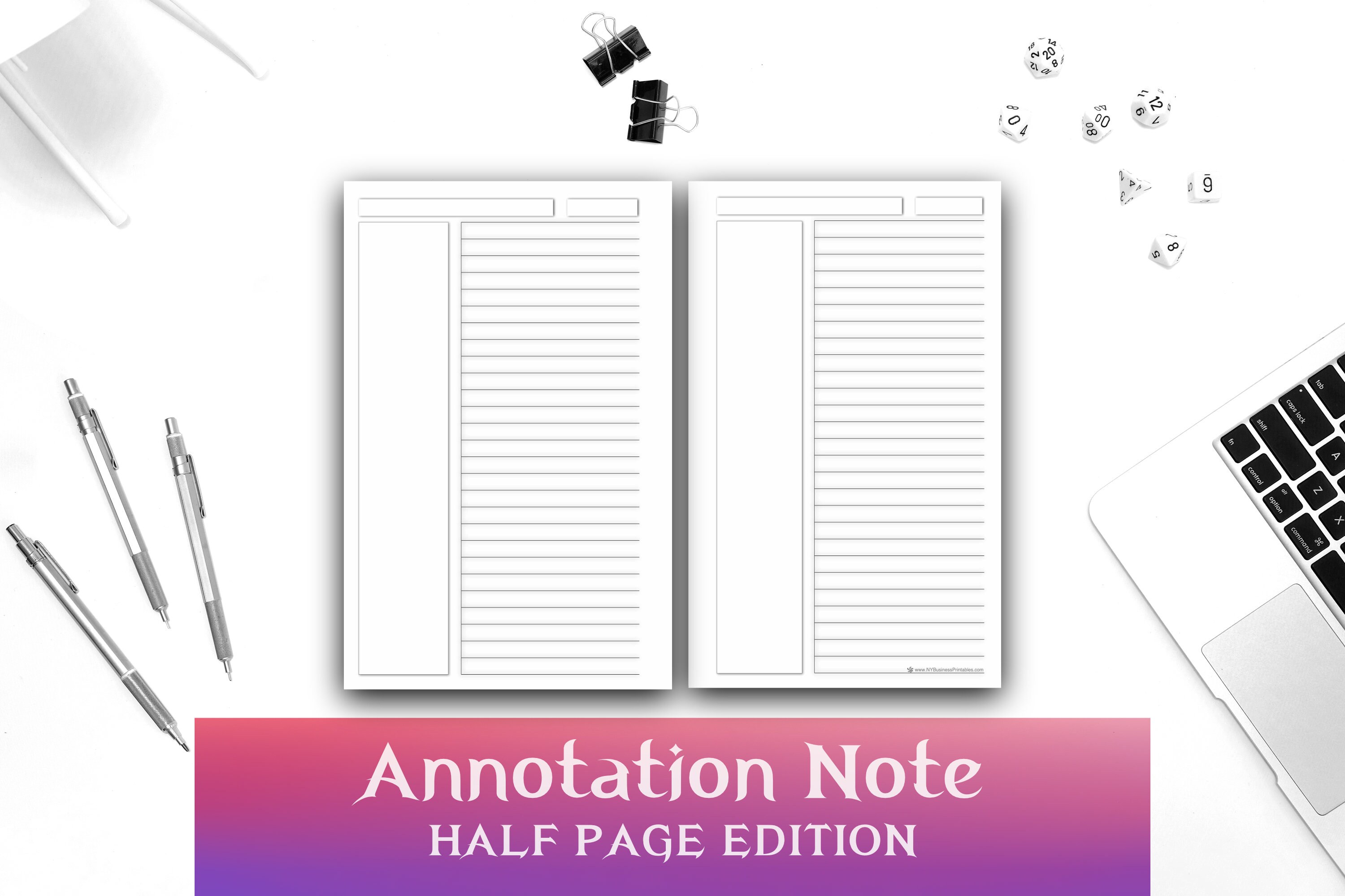 Annotation Note Printable, Half Letter, College Ruled, Annotation Block ...