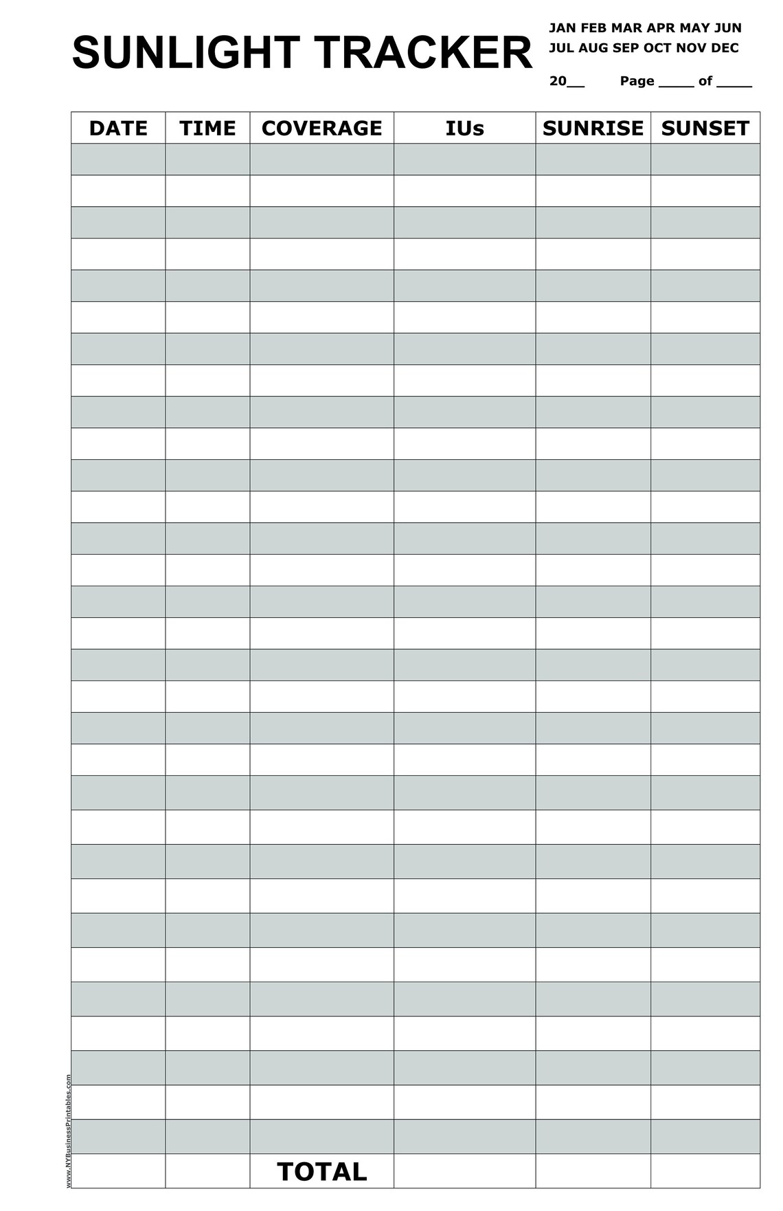 Sunlight Tracker Printable Half Letter Use With D Minder App - Etsy