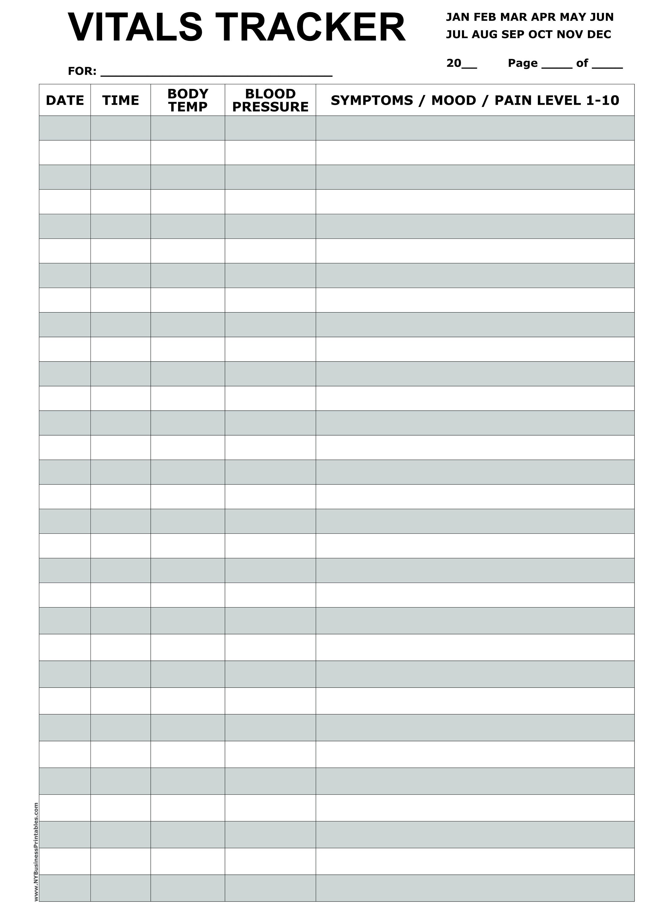 Vitals Tracker Printable, A4, Health Worksheet, Keep Safe, Establish ...