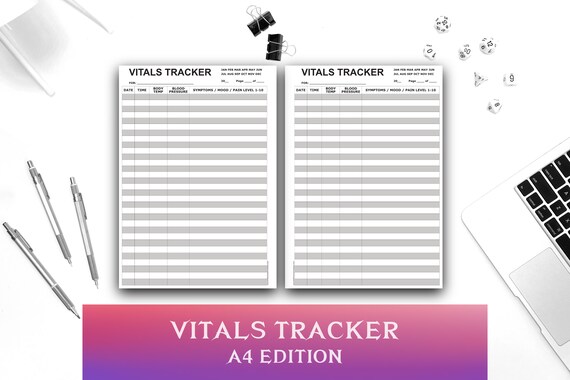 Vitals Tracker Printable A4 Health Worksheet Keep Safe - Etsy India