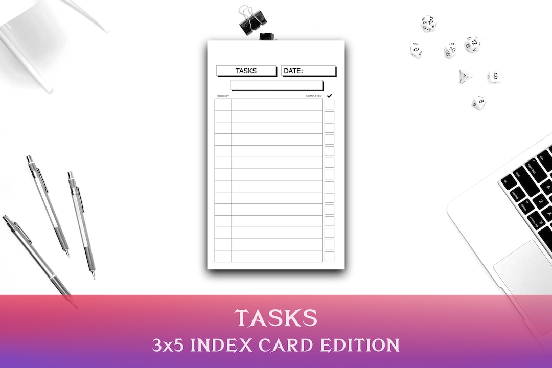 3x5 Index Card Printable Compact Task List Get Things Done Efficiently ...