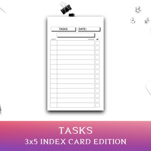 3x5 Index Card Printable Compact Task List Get Things Done Efficiently ...