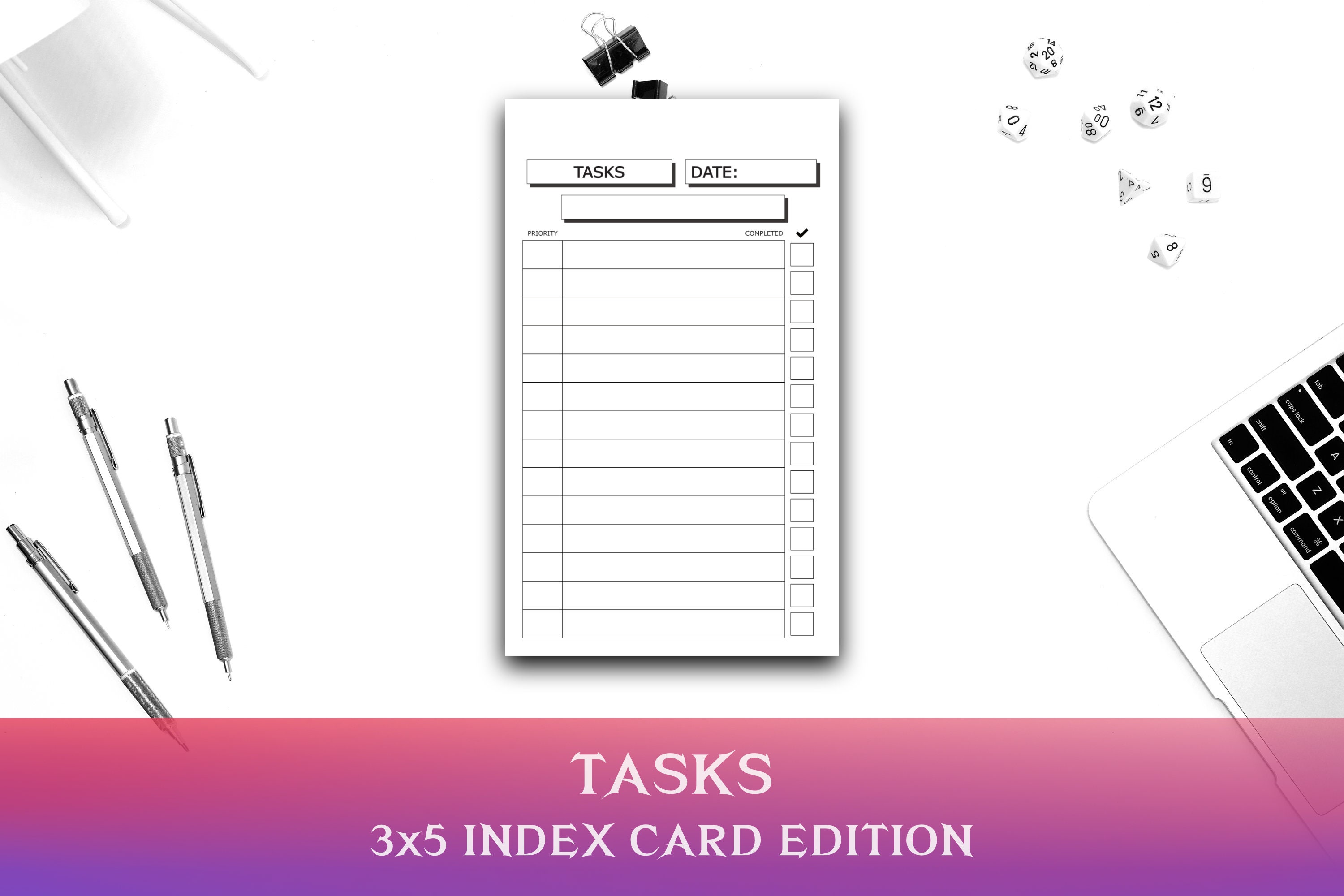 3x5 Index Card Printable Compact Task List Get Things Done Efficiently ...