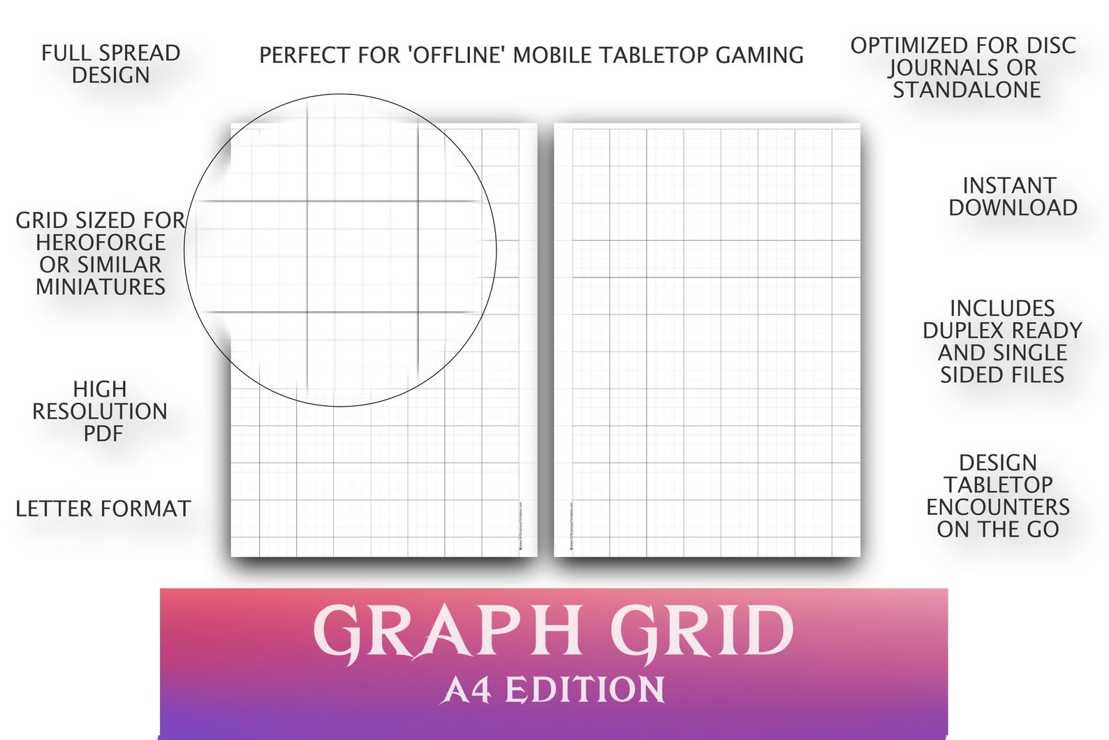 Graph Grid Printable, A4, Tabletop Gaming, Mobile Gaming, Disc Bound ...
