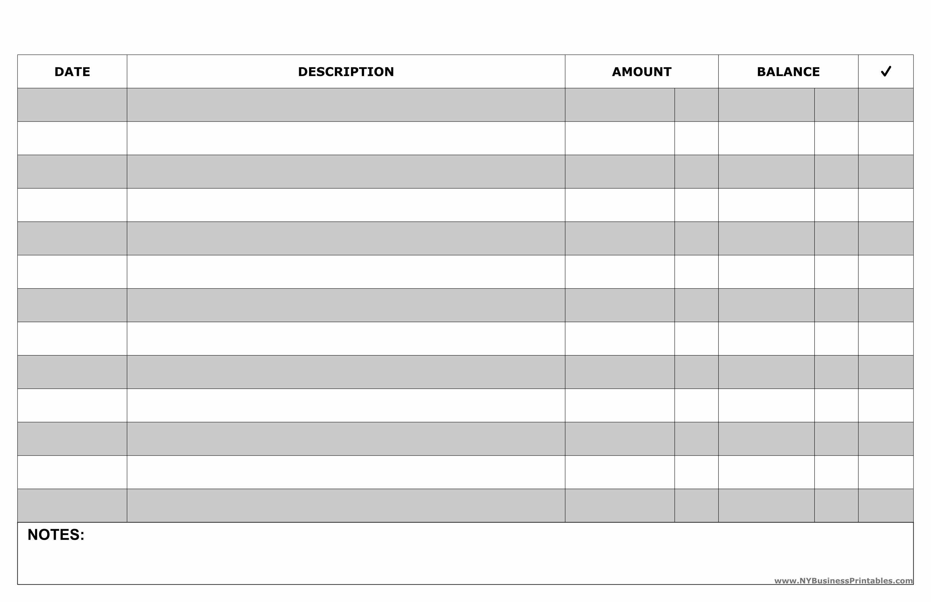 Personal Check Register Printable Half Letter Landscape - Etsy