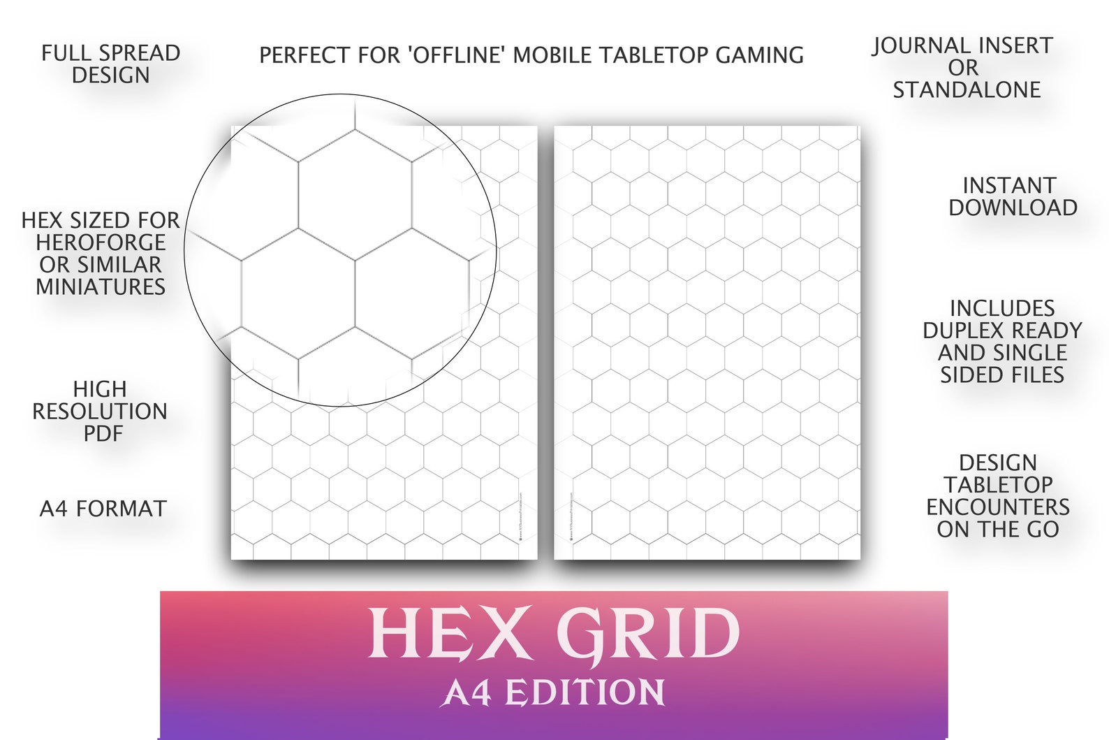 Hex Grid Printable, A4, Tabletop Gaming, Mobile Gaming, Disc Bound ...