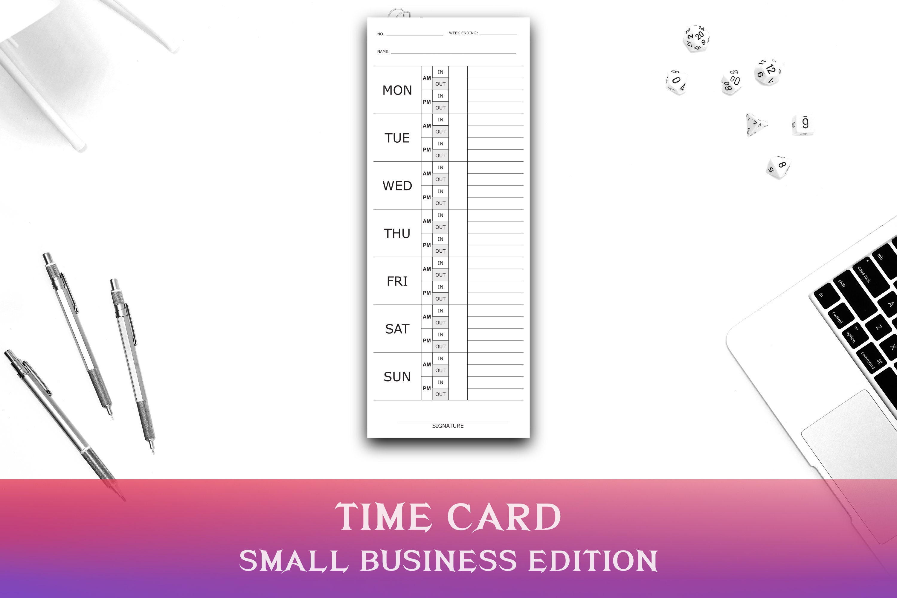 Vertical Half Letter Time Card Printable - Streamline Small Business ...
