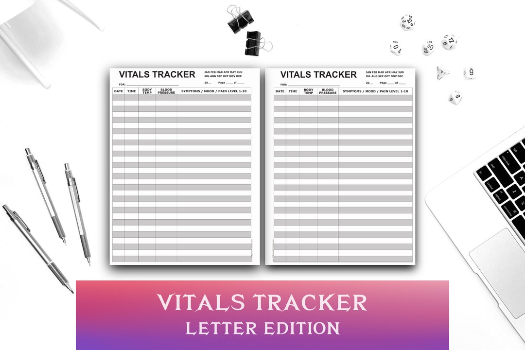 Vitals Tracker Printable, Letter, Health Report, Track Your Loved Ones ...