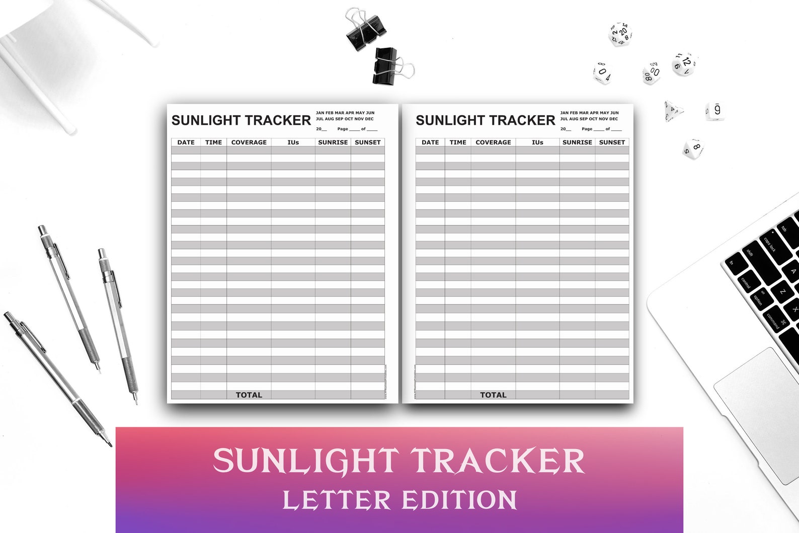 Sunlight Tracker Printable Letter Track Vitamin D IU Intake - Etsy