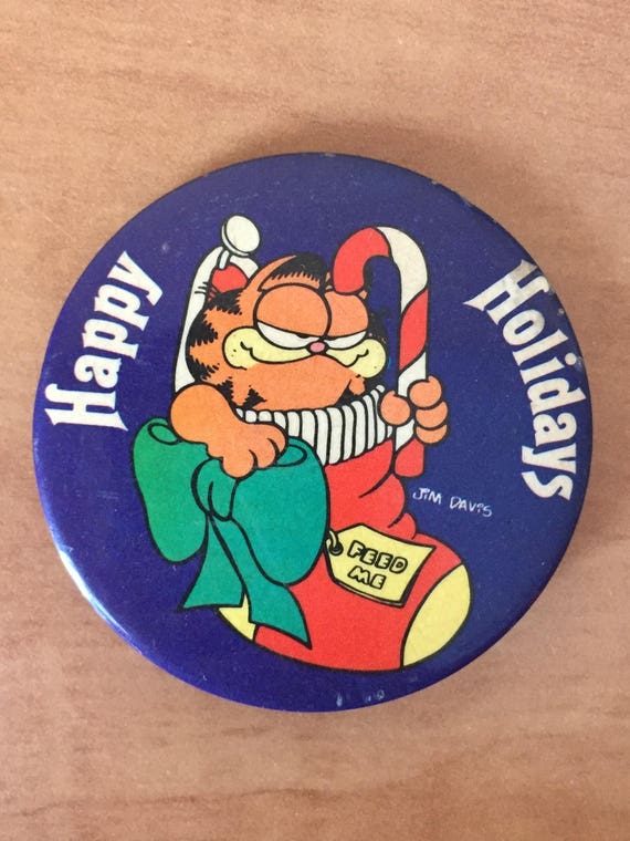 Vintage Garfield Button - by Jim Davis - HAPPY HOLIDA… - Gem