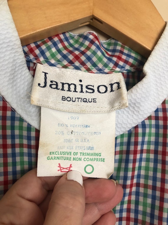 Vintage Early 1980s Gingham Mandarin Collar Shirt Dre Gem