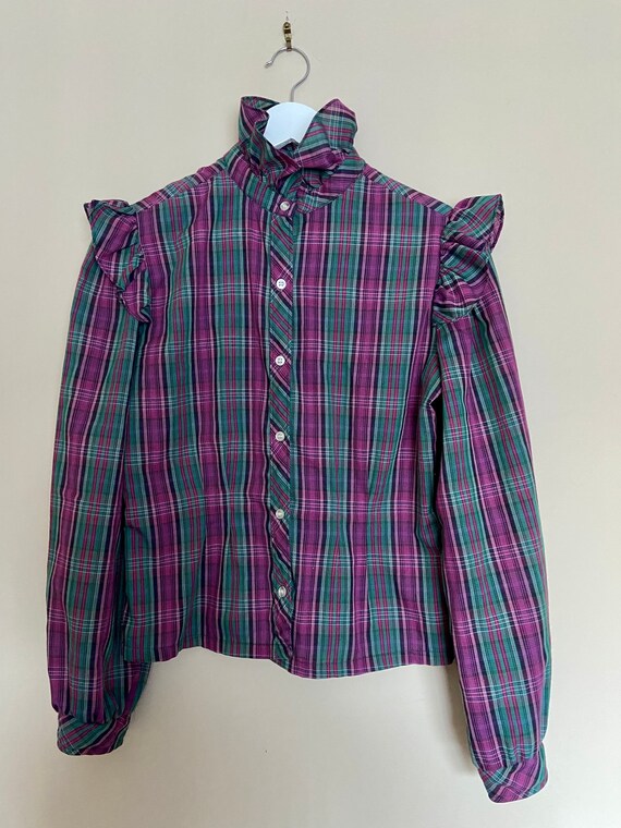 Vintage Early 1980s Prairie Style Button Up Blouse wi… - Gem