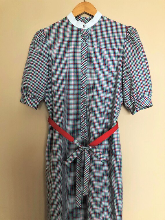 Vintage Early 1980s Gingham Mandarin Collar Shirt Dre Gem