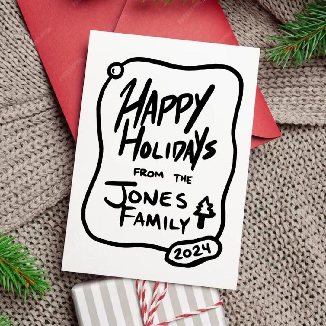Personalized Hand-written Holiday Greeting Card Design (custom ...