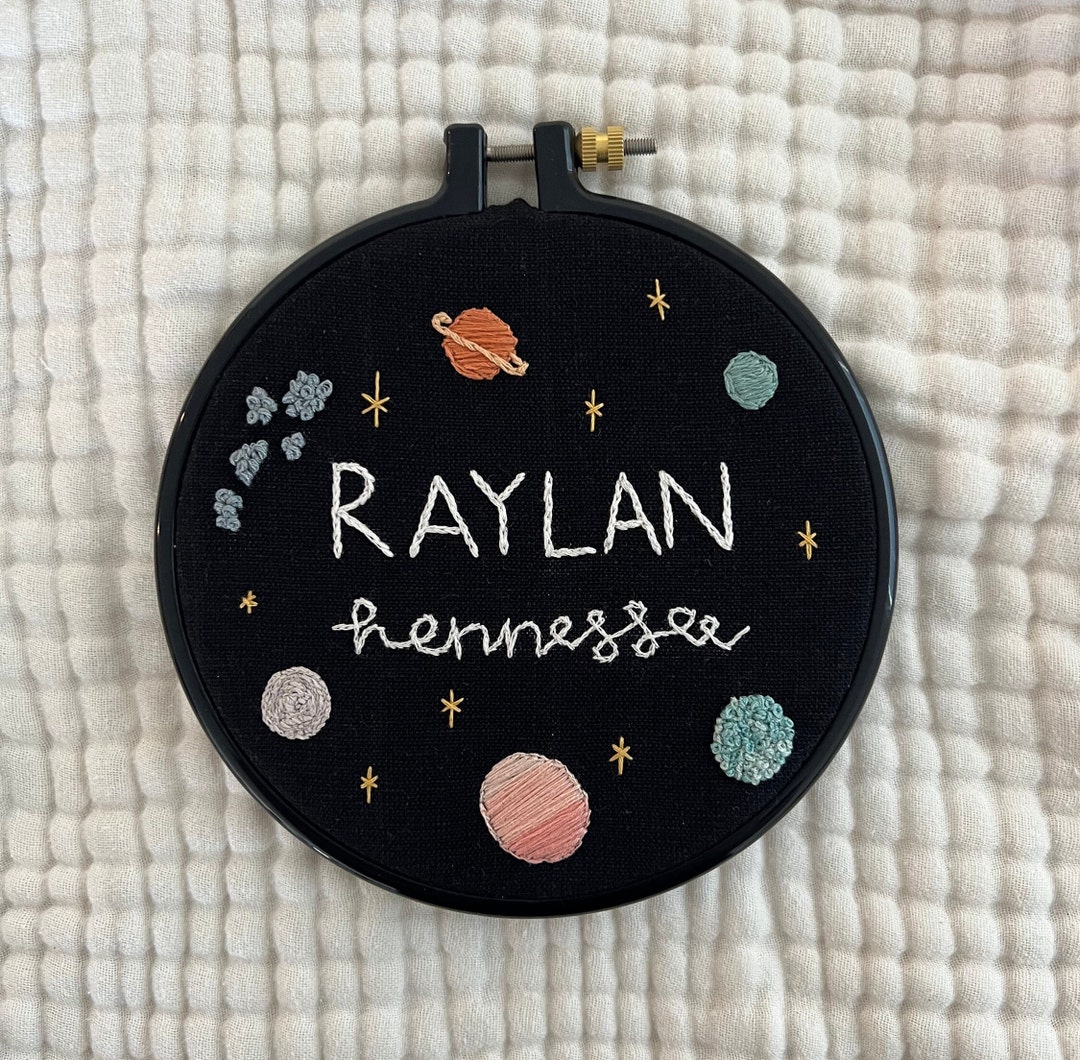 Custom Embroidered Name Hoop: Galaxy Nursery Decor, Newborn Gift (6 ...