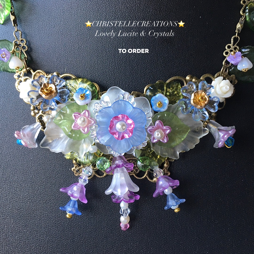 FLORAL BOUQUET NECKLACE With Etsy. Made to Order.summer Garden Lucite ...
