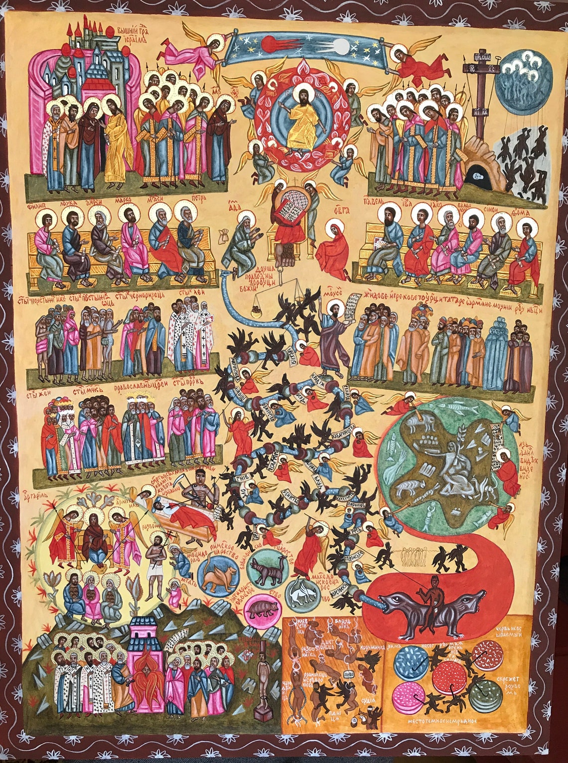 Last Judgement Hand Painted Icon, Byzantine Icon Painting, Handmade ...